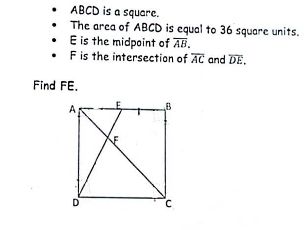Solved ABCD is a square. The area of ABCD is 36 square | Chegg.com