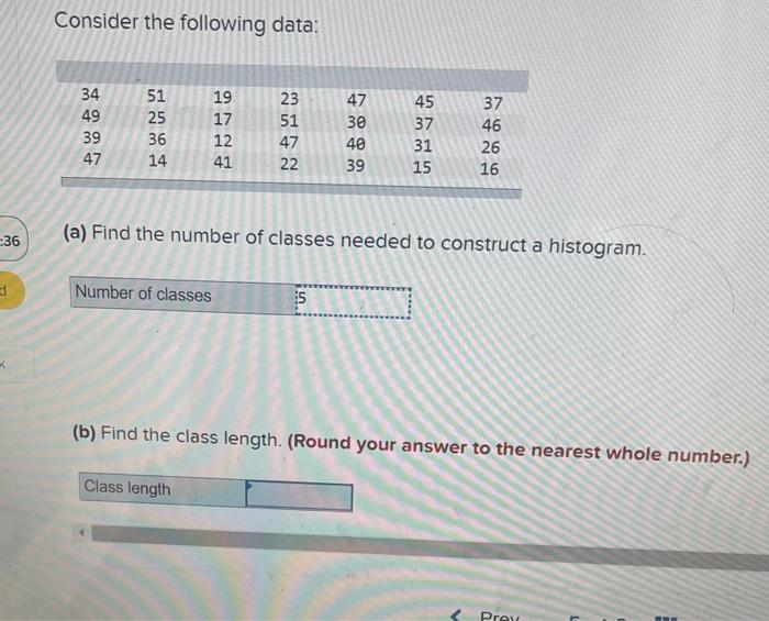 Solved Consider The Following Data A Find The Number Of 