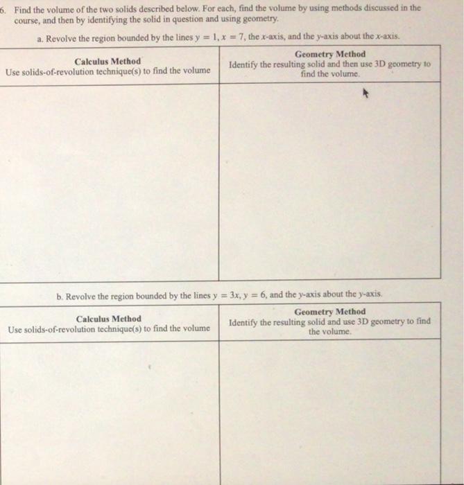 Solved Find the volume of the two solids described below. | Chegg.com