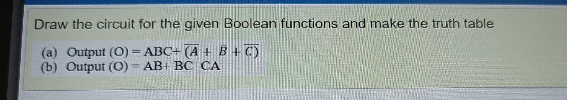 Solved Draw the circuit for the given Boolean functions and | Chegg.com