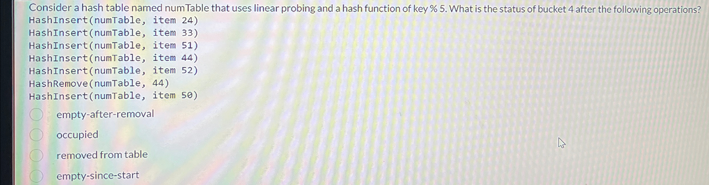 Solved Consider a hash table named numTable that uses linear | Chegg.com Solved Consider a hash table named numTable that uses linear | Chegg.com