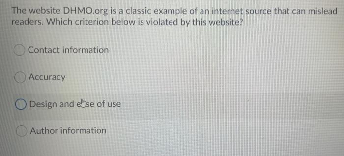 The website DHMO.org is a classic example of an | Chegg.com