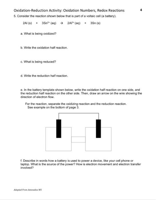 Solved Oxidation-Reduction Activity: Oxidation Numbers, | Chegg.com