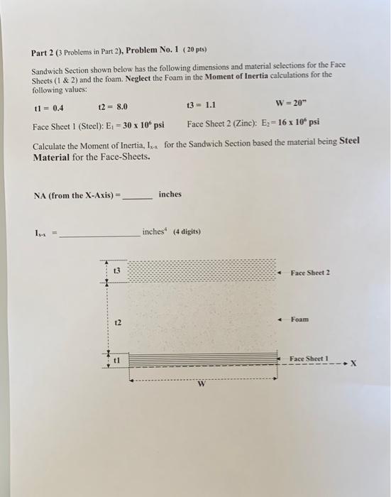 Solved Part 2 (3 Problems in Part 2), Problem No. 1 (20 pts) | Chegg.com