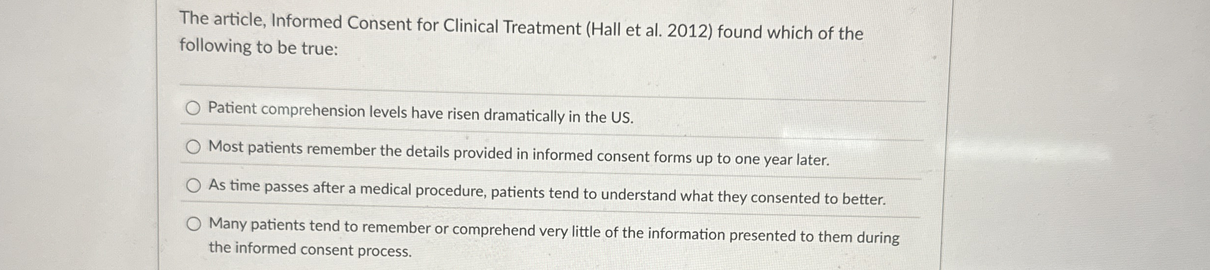 Solved The article, Informed Consent for Clinical Treatment | Chegg.com