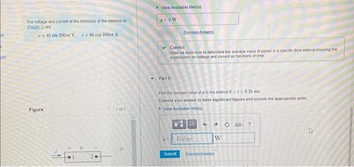 Solved The vollags and curent at the termenali of the | Chegg.com