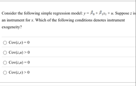 Solved Consider the following simple regression model: | Chegg.com