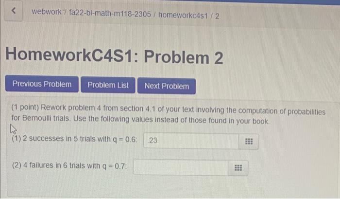 Solved 1 Point Rework Problem 4 From Section 4 1 Of Your