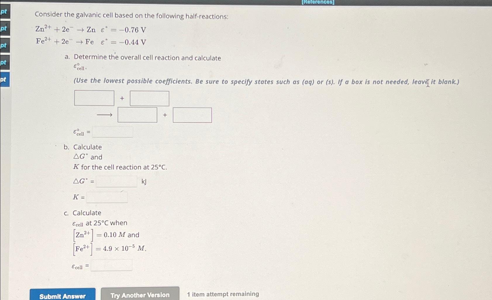 Solved Consider the galvanic cell based on the following | Chegg.com