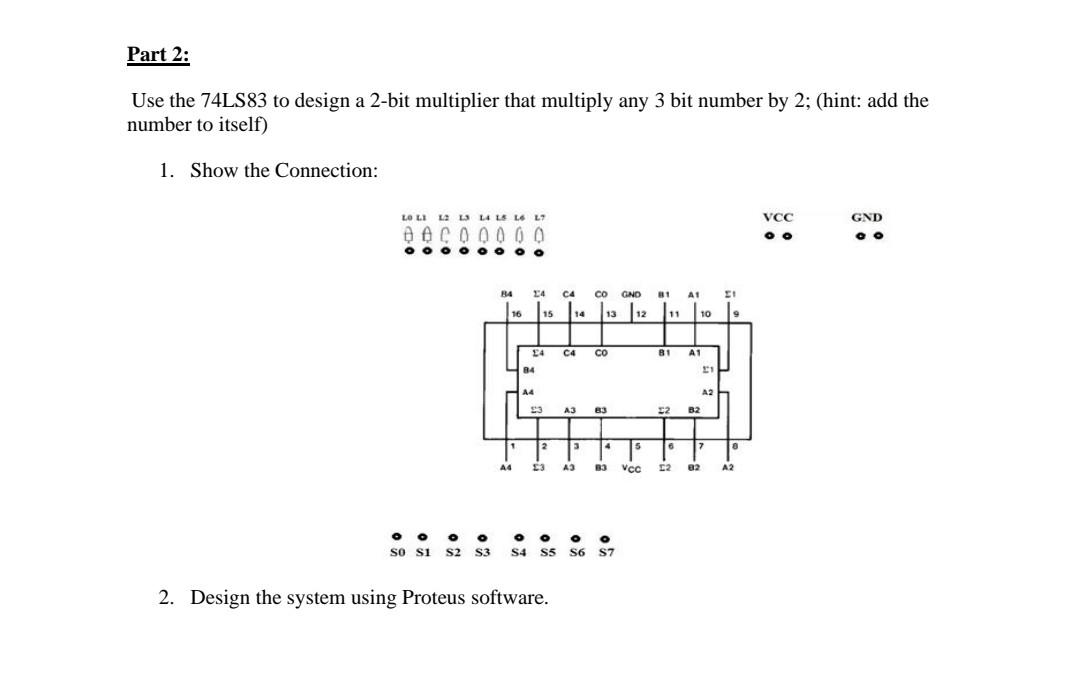Part 2: Use the 74LS83 to design a 2-bit multiplier | Chegg.com