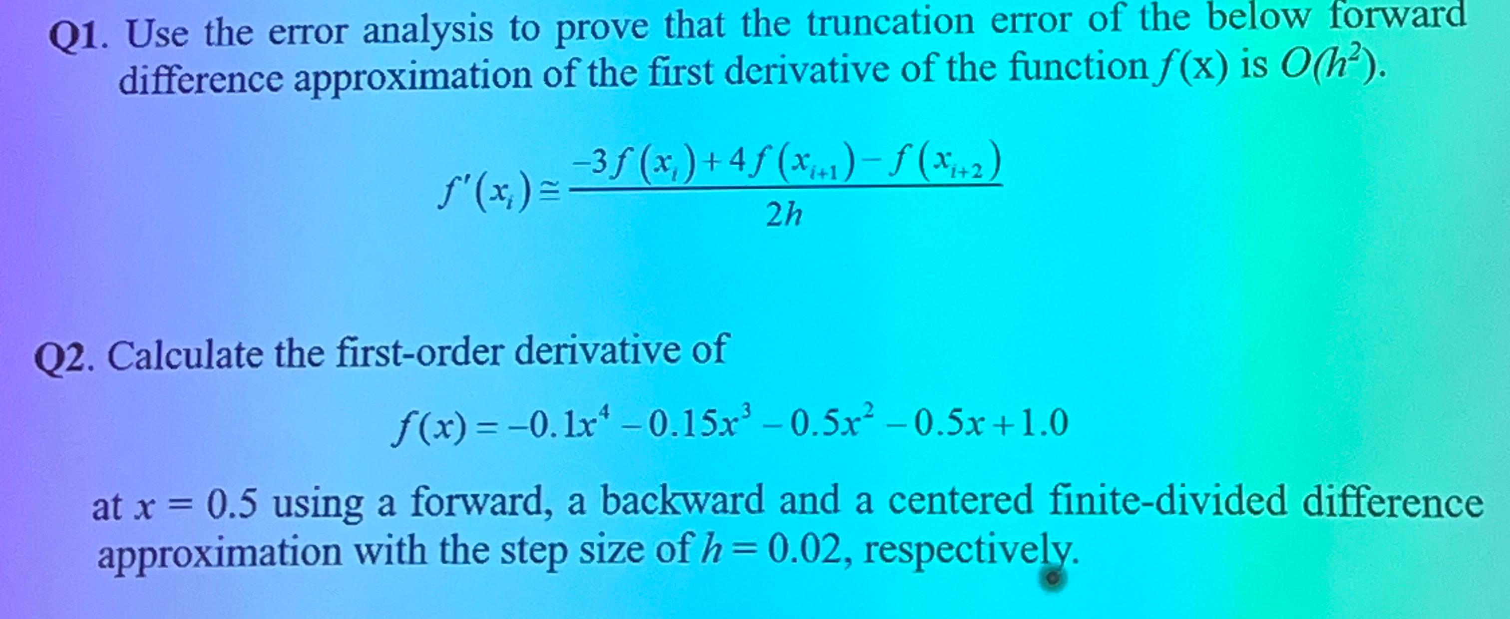 Q1 ﻿use The Error Analysis To Prove That The