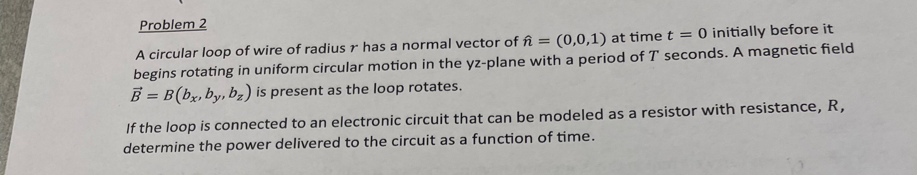 Solved Problem 2A circular loop of wire of radius r ﻿has a | Chegg.com