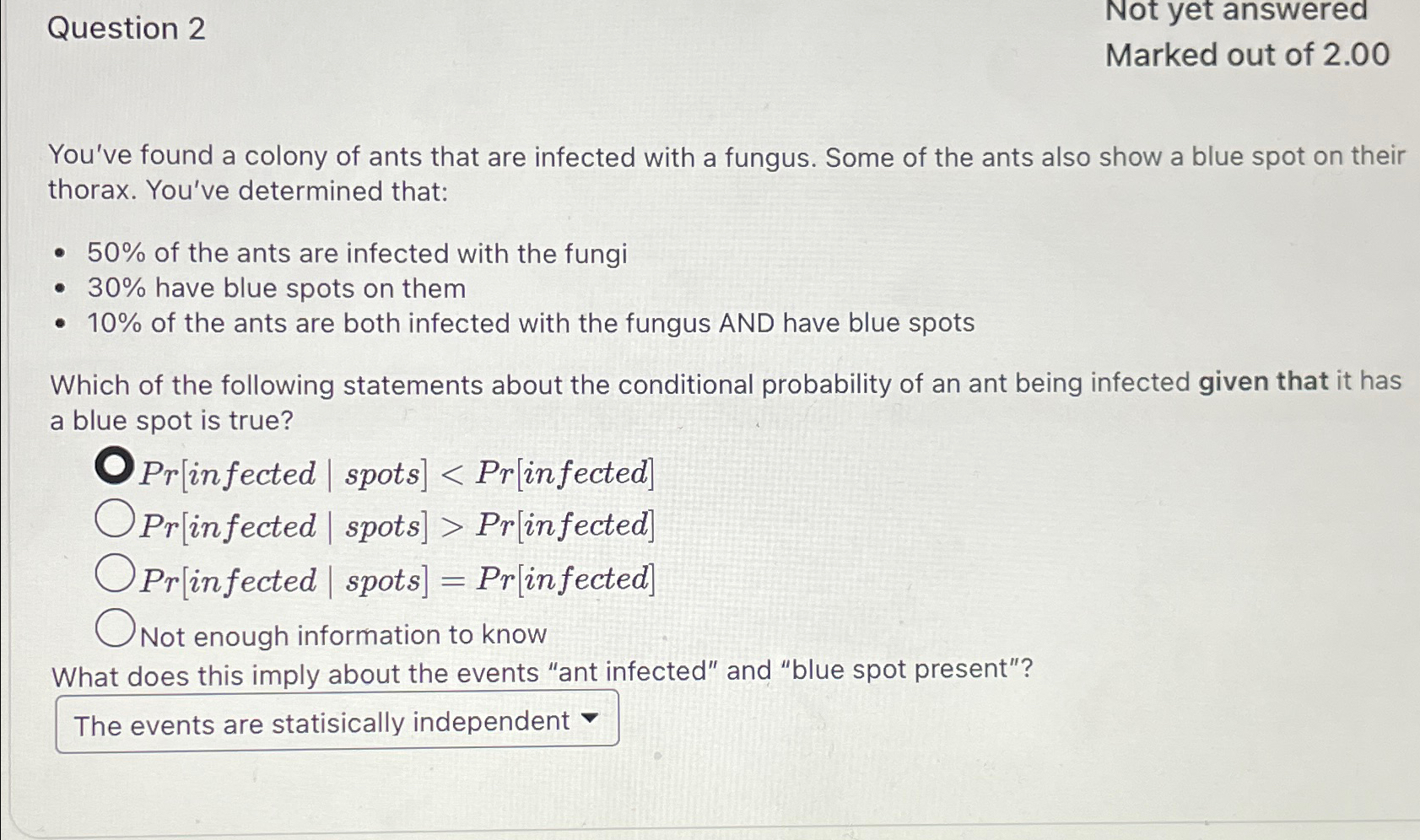 Solved Question 2Not yet answeredMarked out of 2.00You've | Chegg.com