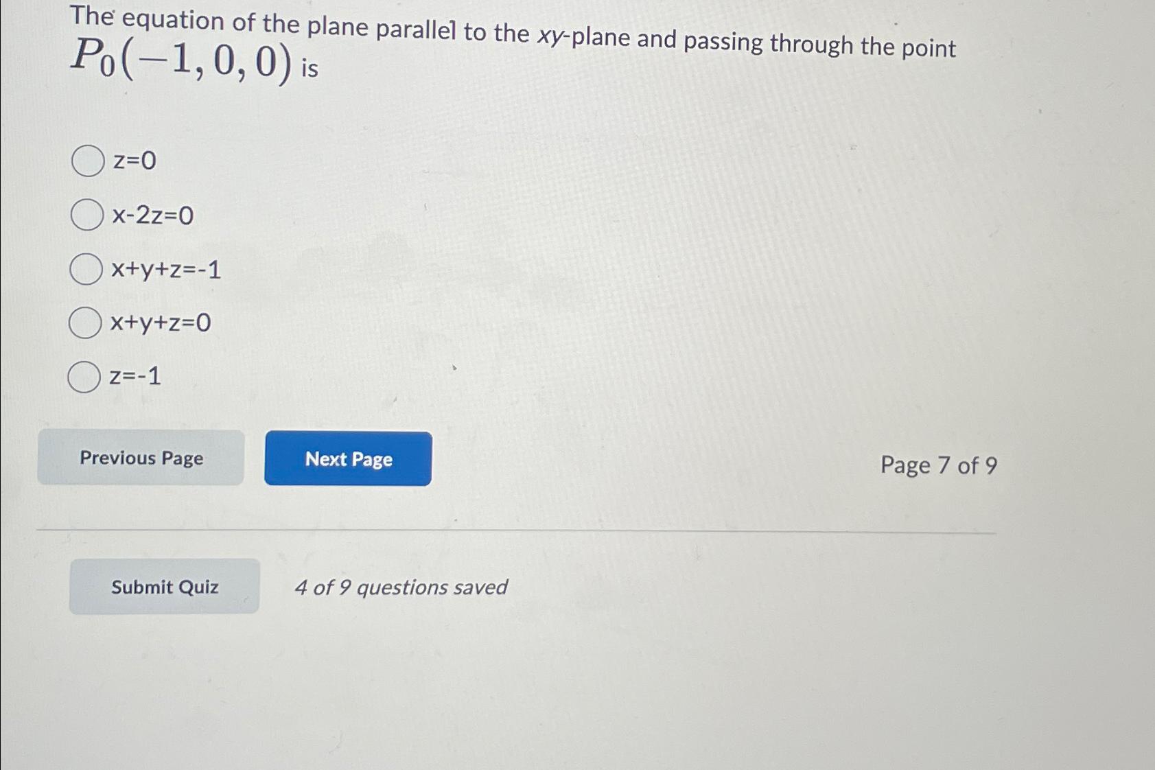 Solved The equation of the plane parallel to the xy-plane | Chegg.com