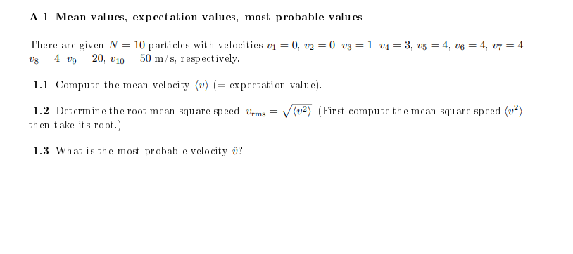 Solved A 1 ﻿Mean values, expectation values, most probable | Chegg.com