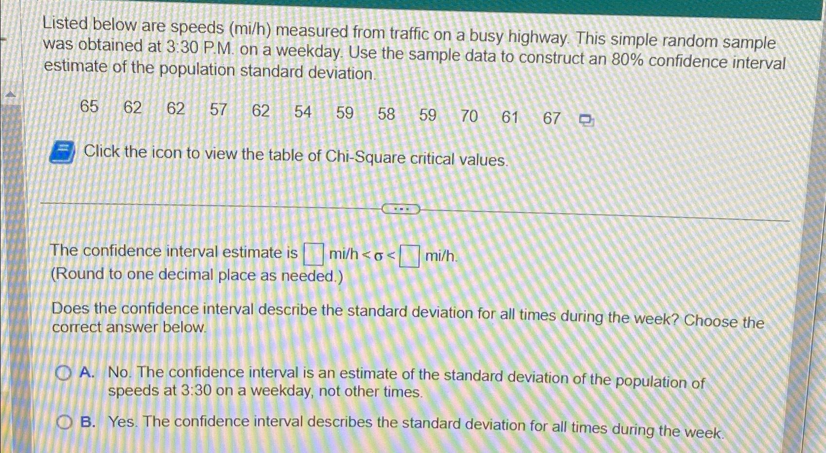 Solved Listed below are speeds (mi/h) ﻿measured from traffic | Chegg.com