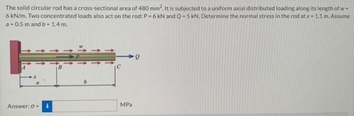 Solved The solid circular rod has a cross-sectional area of | Chegg.com