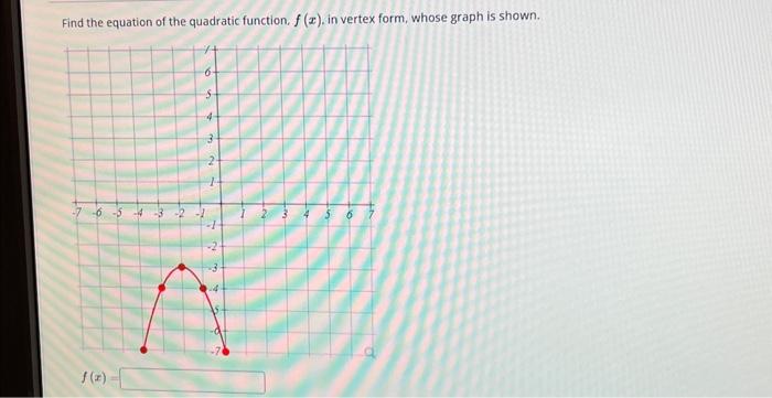 Solved Find the equation of the quadratic function, f(x). in | Chegg.com