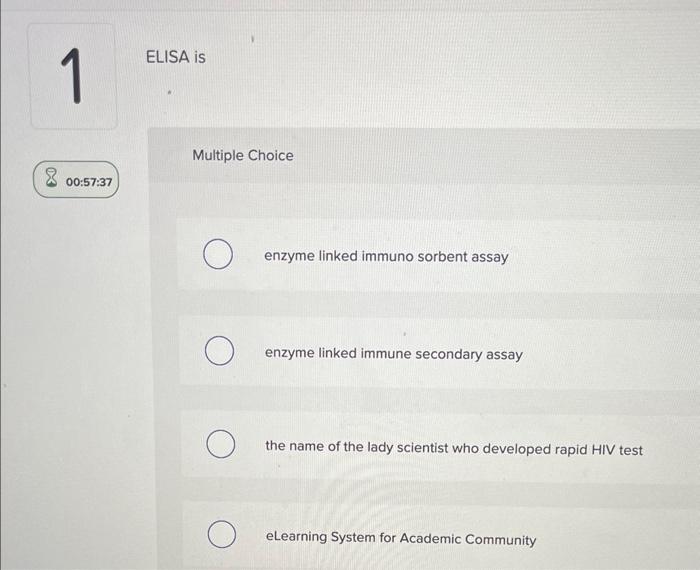 Solved ELISA is Multiple Choice enzyme linked immuno sorbent | Chegg.com