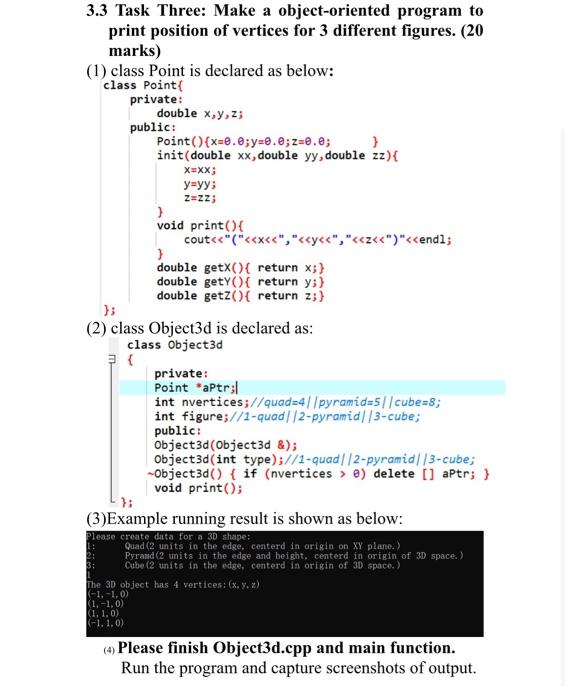 Solved 3.3 Task Three: Make a object-oriented program to | Chegg.com