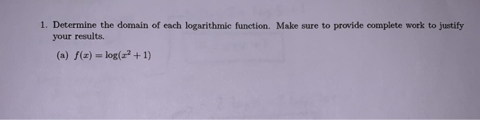 Solved 1. Determine the domain of each logarithmic function. | Chegg.com