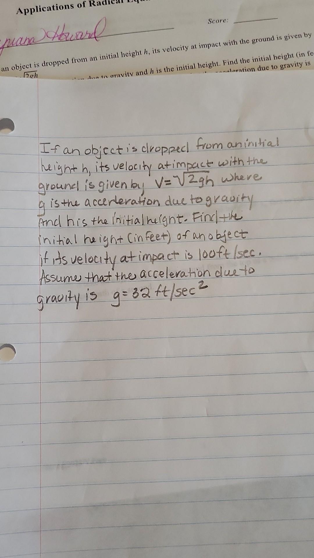 Solved an object is dropped from an initial height h, its | Chegg.com