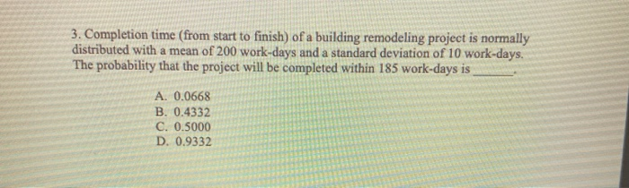 Solved 3. Completion time (from start to finish) of a | Chegg.com