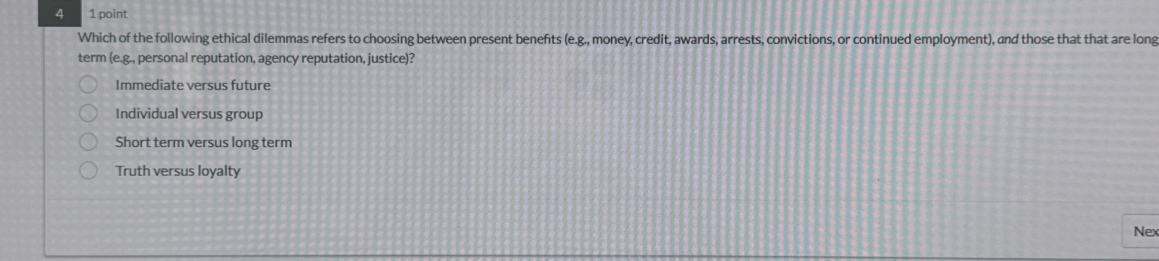 Solved 41 ﻿pointWhich of the following ethical dilemmas | Chegg.com