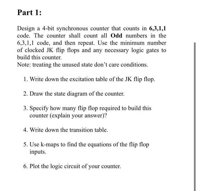 Solved Part 1: Design a 4-bit synchronous counter that | Chegg.com