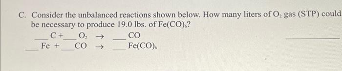 Solved C. Consider the unbalanced reactions shown below. How | Chegg.com