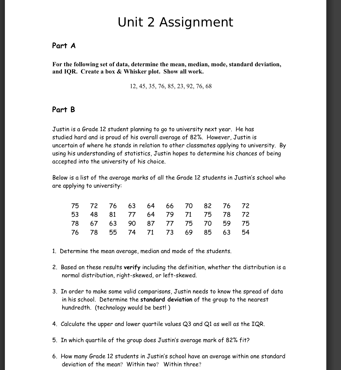 Solved Unit 2 ﻿AssignmentPart AFor the following set of | Chegg.com