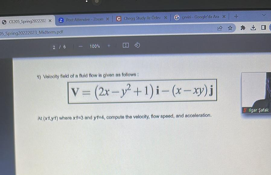 Solved Velocity field of a fluid flow is given as follows | Chegg.com