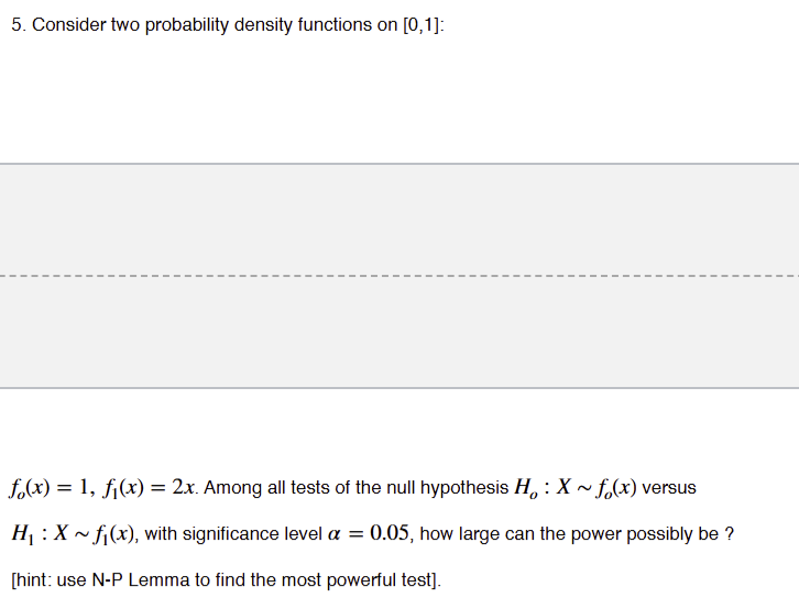 Solved Consider two probability density functions on 0,1 | Chegg.com