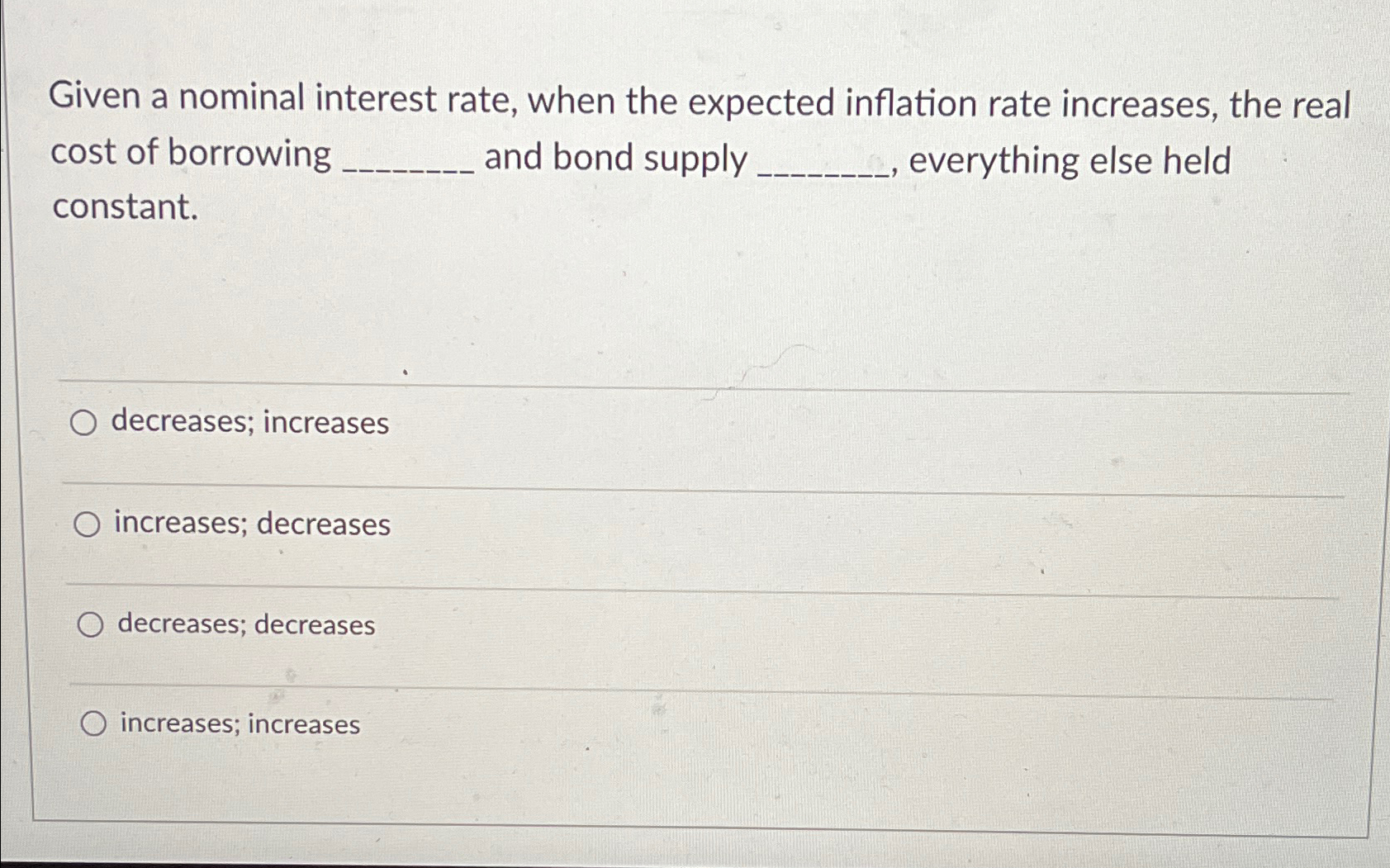 Solved Given a nominal interest rate, when the expected | Chegg.com