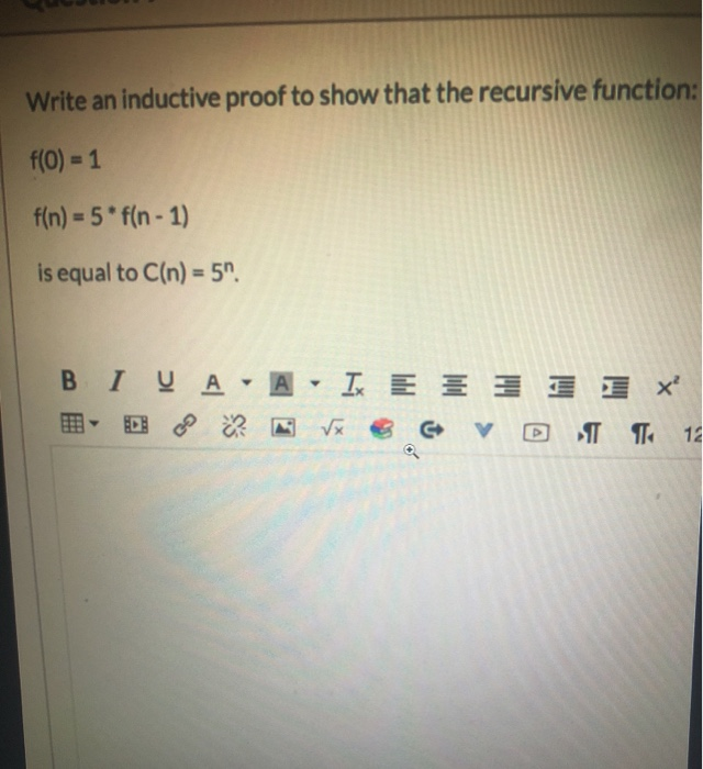 Solved Write an inductive proof to show that the recursive | Chegg.com
