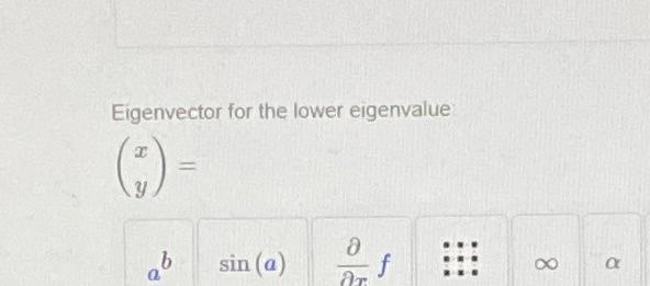 Solved Eigenvector for the lower eigenvalue (xy)=Format - | Chegg.com