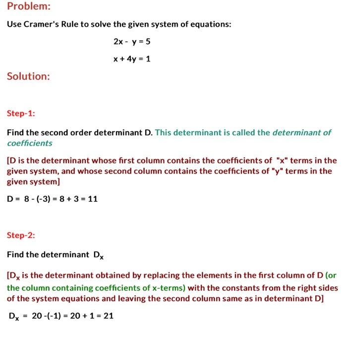 Solved Use Cramer's Rule and the four-step method given in | Chegg.com