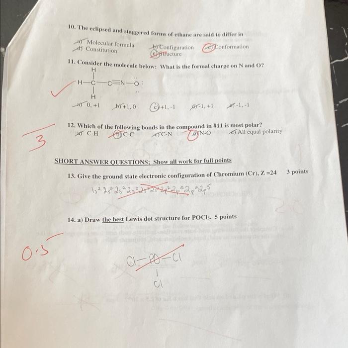 Solved 10. The eclipsed and staggered forms of ethane are | Chegg.com