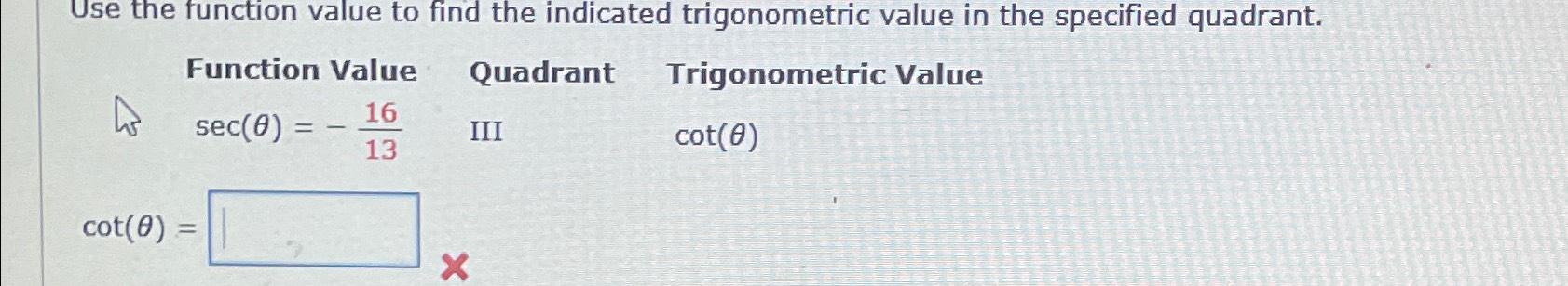 Solved Use the function value to find the indicated | Chegg.com