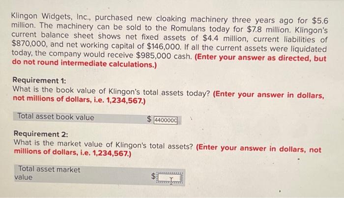 Solved Klingon Widgets, Inc., purchased new cloaking | Chegg.com