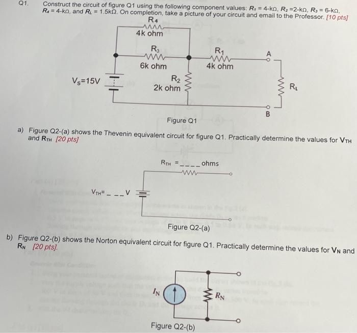 Solved Q1. Construct the circuit of figure Q1 using the | Chegg.com