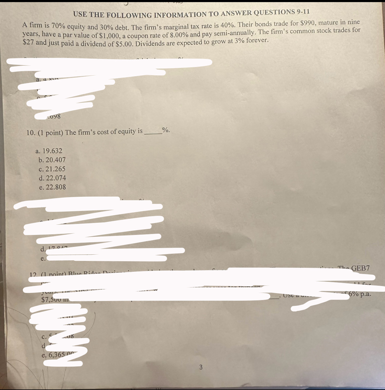 Solved USE THE FOLLOWING INFORMATION TO ANSWER QUESTIONS | Chegg.com