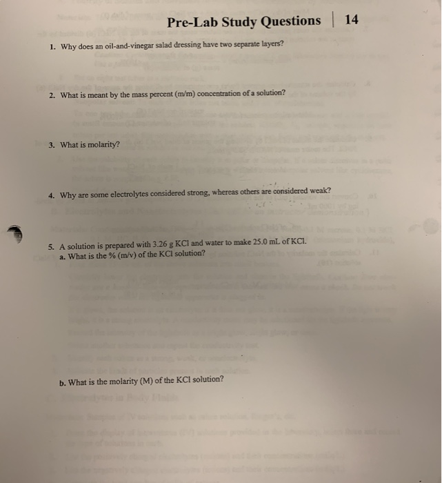 Solved Pre-Lab Study Questions 14 1. Why does an | Chegg.com