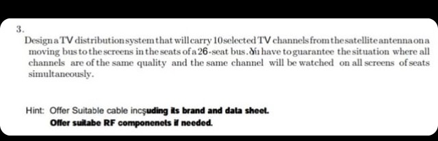 Design a TV distribution system that will carry 10 | Chegg.com