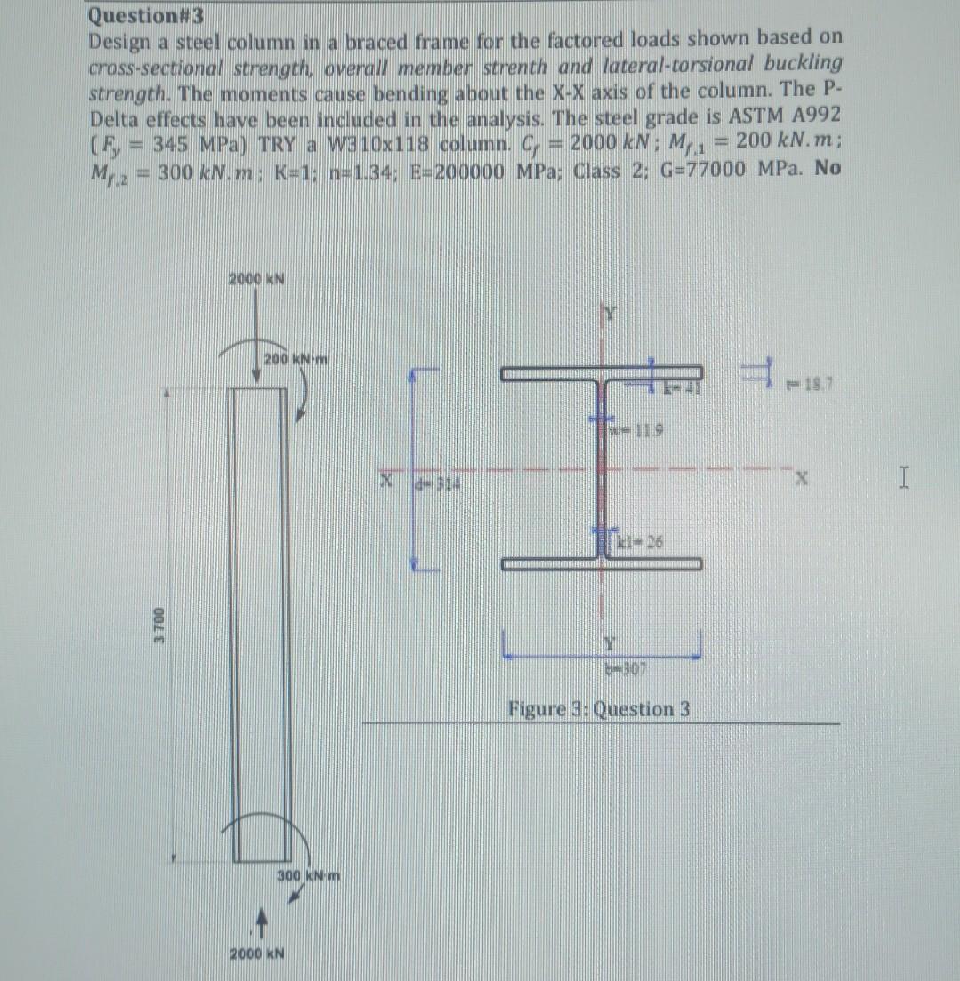 Solved Question\#3 Design a steel column in a braced frame | Chegg.com
