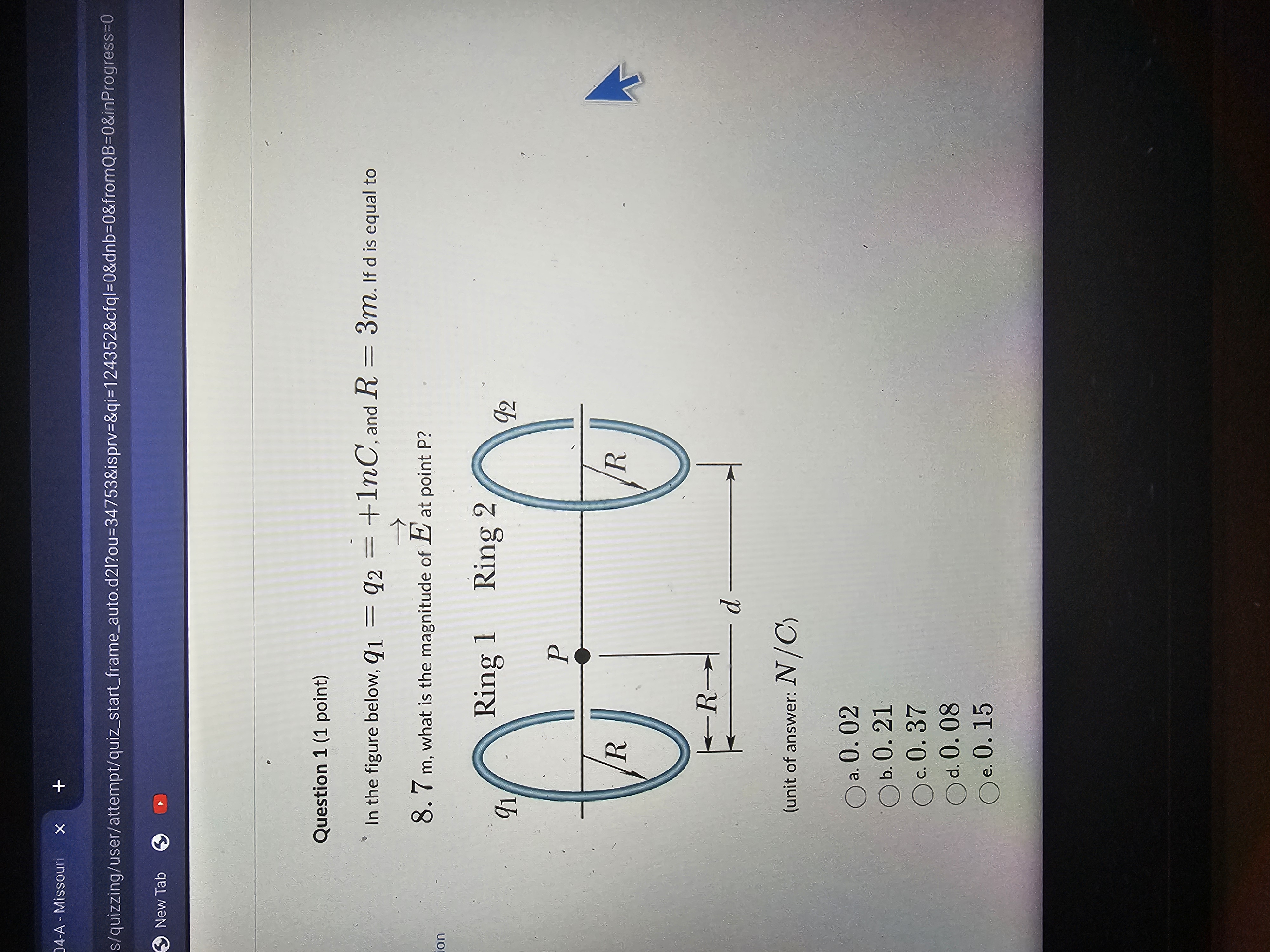 Solved Question 1 (1 ﻿point)In the figure below, q1=q2=+lnC, | Chegg.com