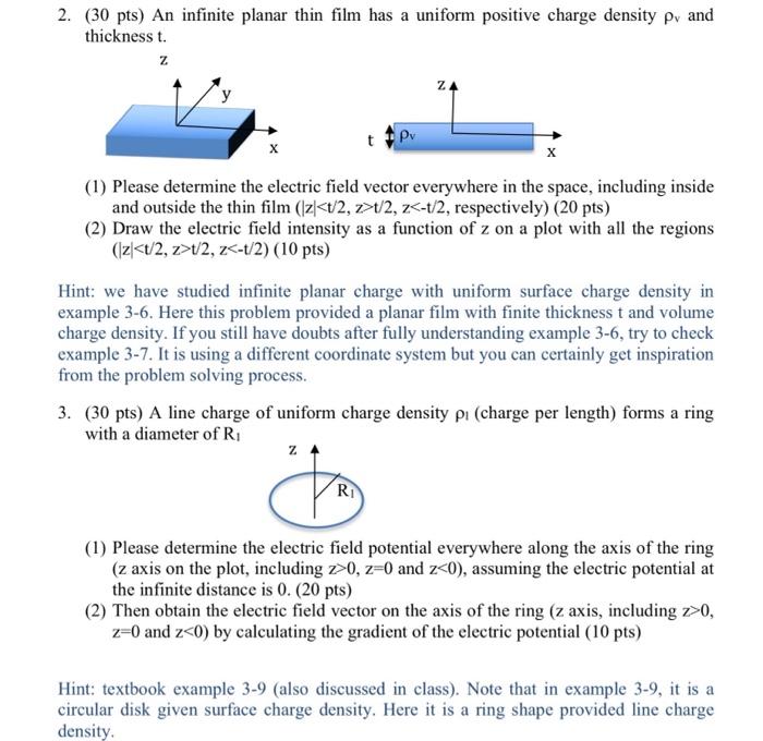 Solved 2. ( 30 pts) An infinite planar thin film has a | Chegg.com