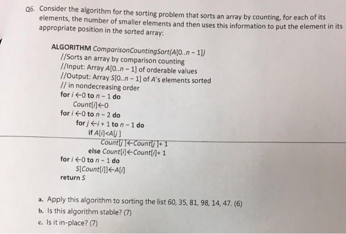Solved Q5. Illustrate the operation Insertion-Sort on the | Chegg.com