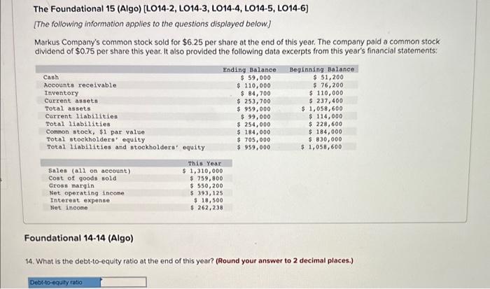 Solved The Foundational 15 (Algo) [LO14-2, LO14-3, LO14-4, | Chegg.com