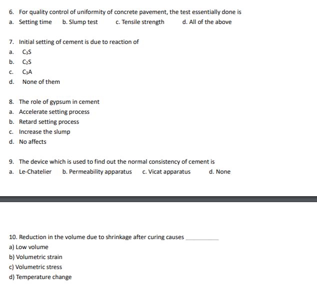 Solved 6. For quality control of uniformity of concrete | Chegg.com